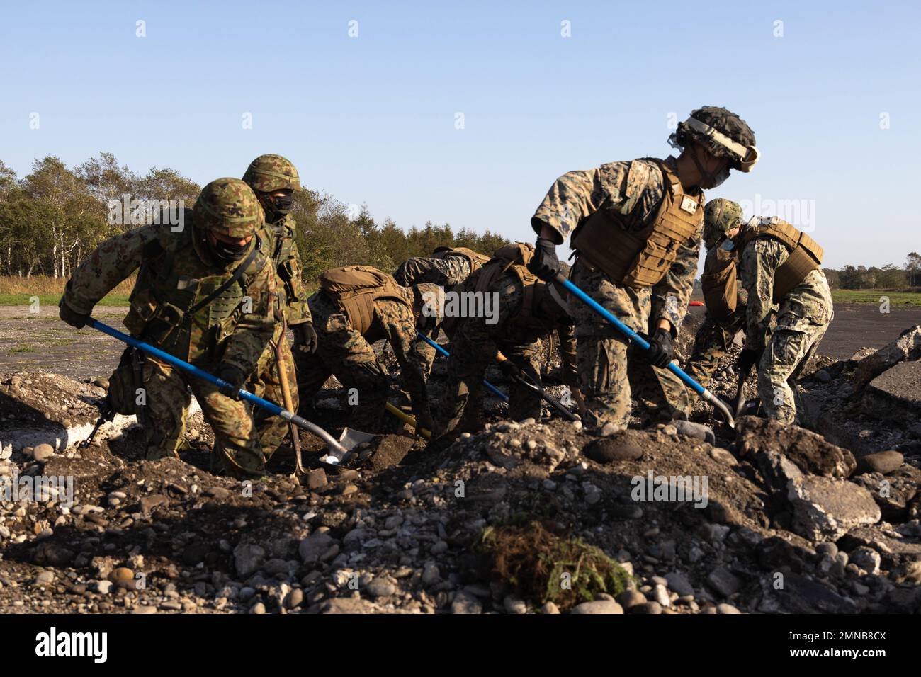 U.S. Marines with Marine Wing Support Squadron 172 and members of the ...