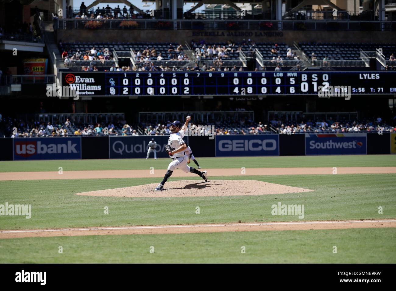 San Diego Padres starting pitcher Jordan Lyles works against a Colorado ...