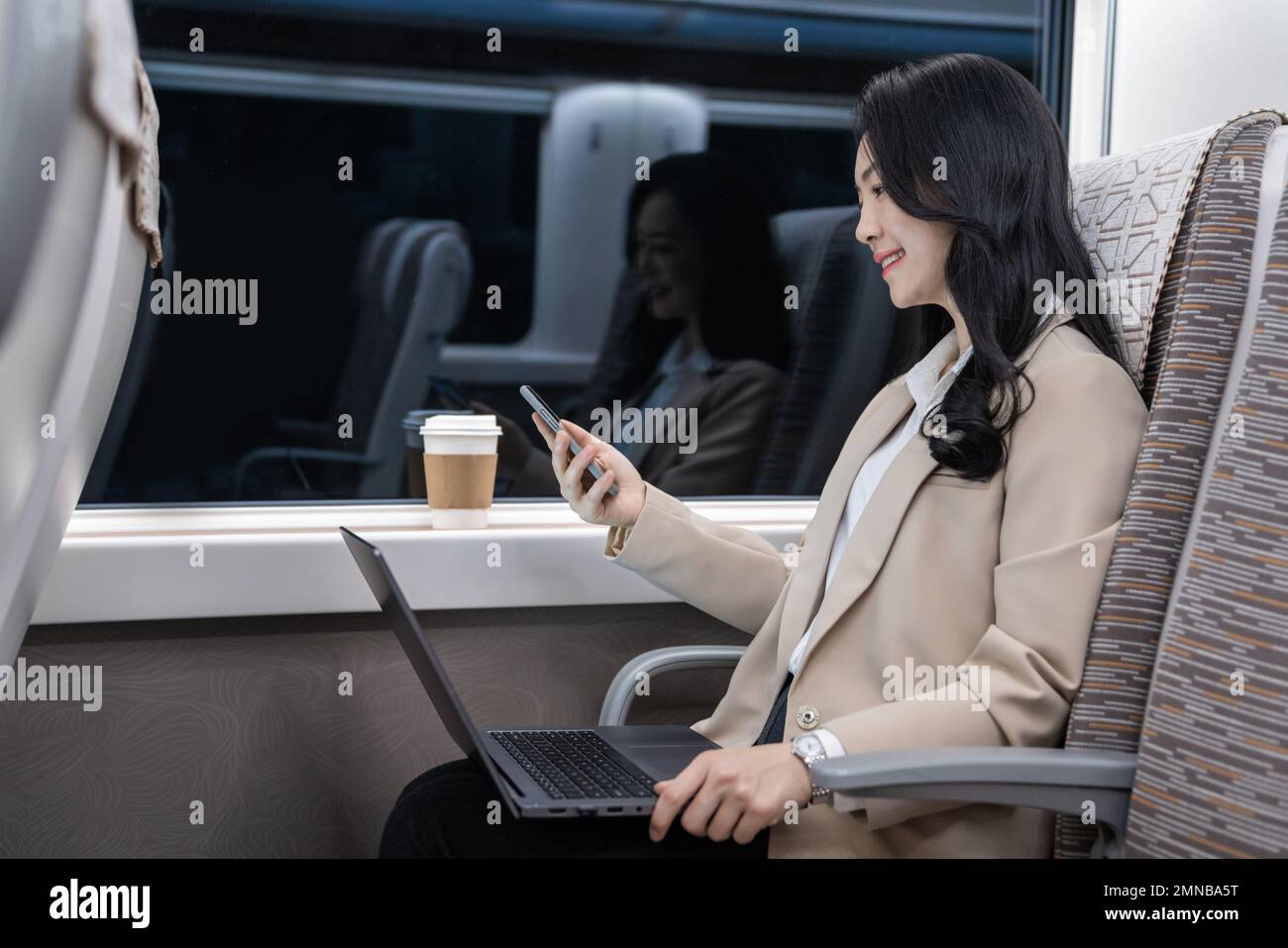 Take the subway office business woman Stock Photo - Alamy