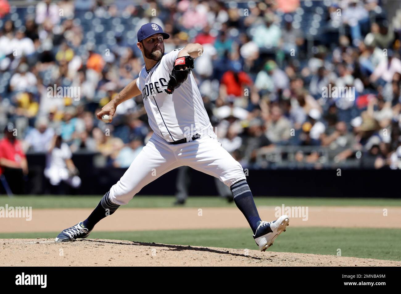 San Diego Padres starting pitcher Jordan Lyles works against a Colorado ...