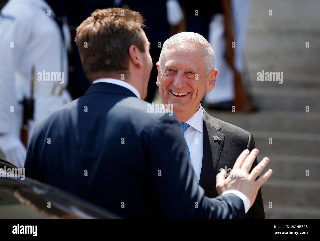 Defense Secretary Jim Mattis, right, greets Iceland's Foreign Affairs ...