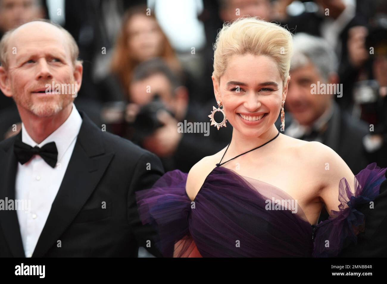 Director Ron Howard, left, and actress Emilia Clarke pose for ...