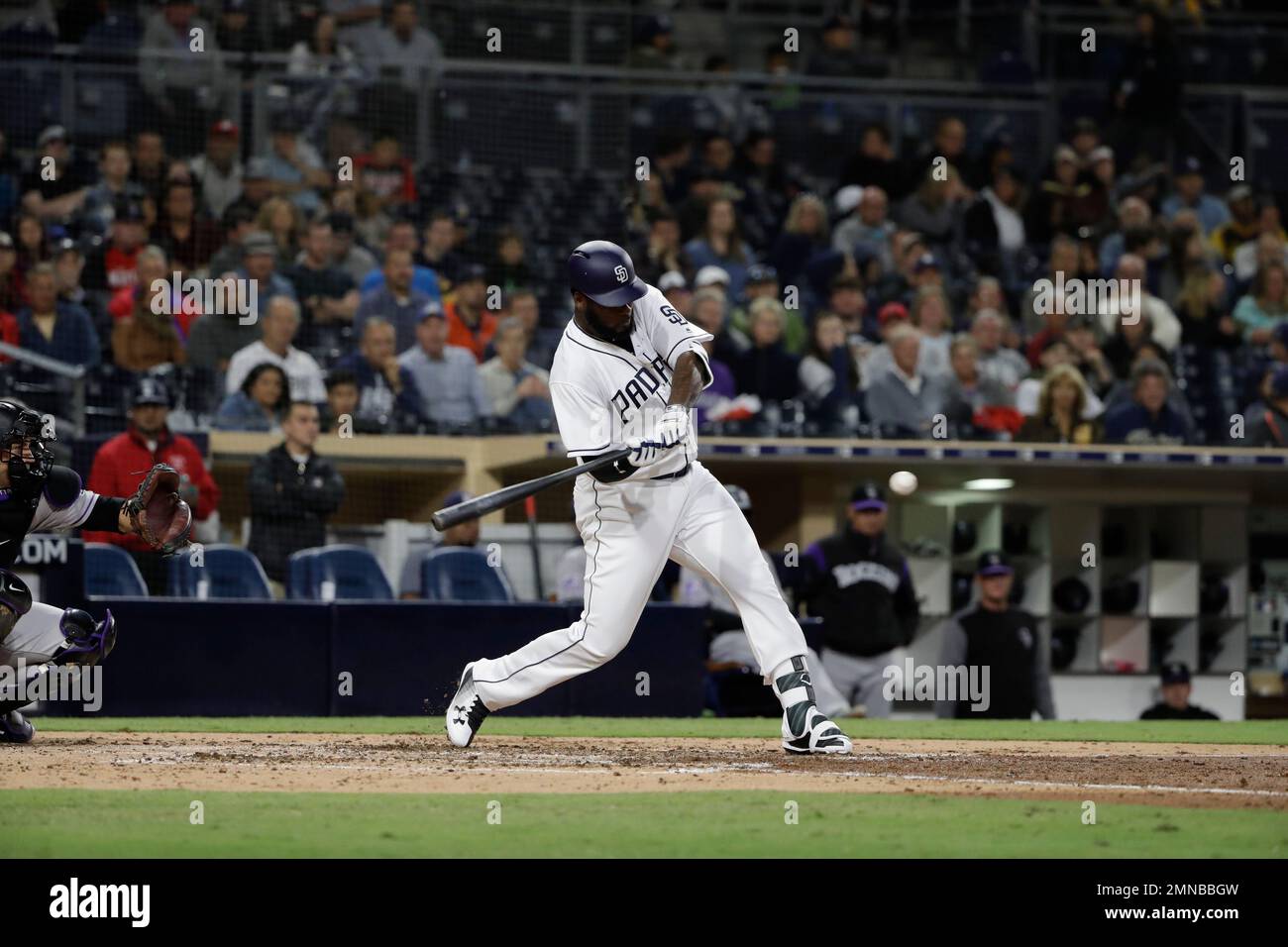San Diego Padres' Franmil Reyes bats during the fourth inning of a ...