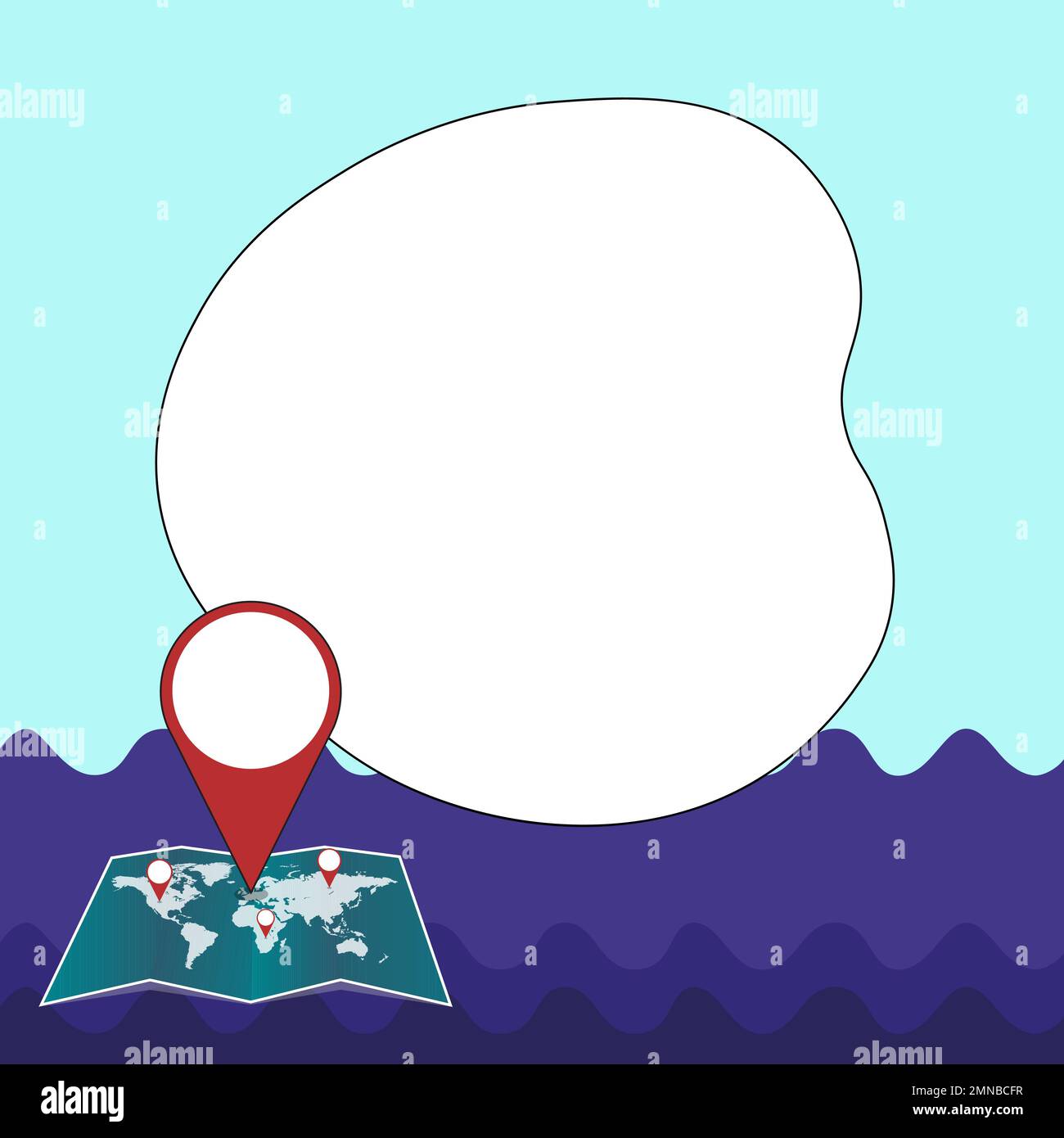 Speech Bubble With Important Message Above Map With Destination Point ...