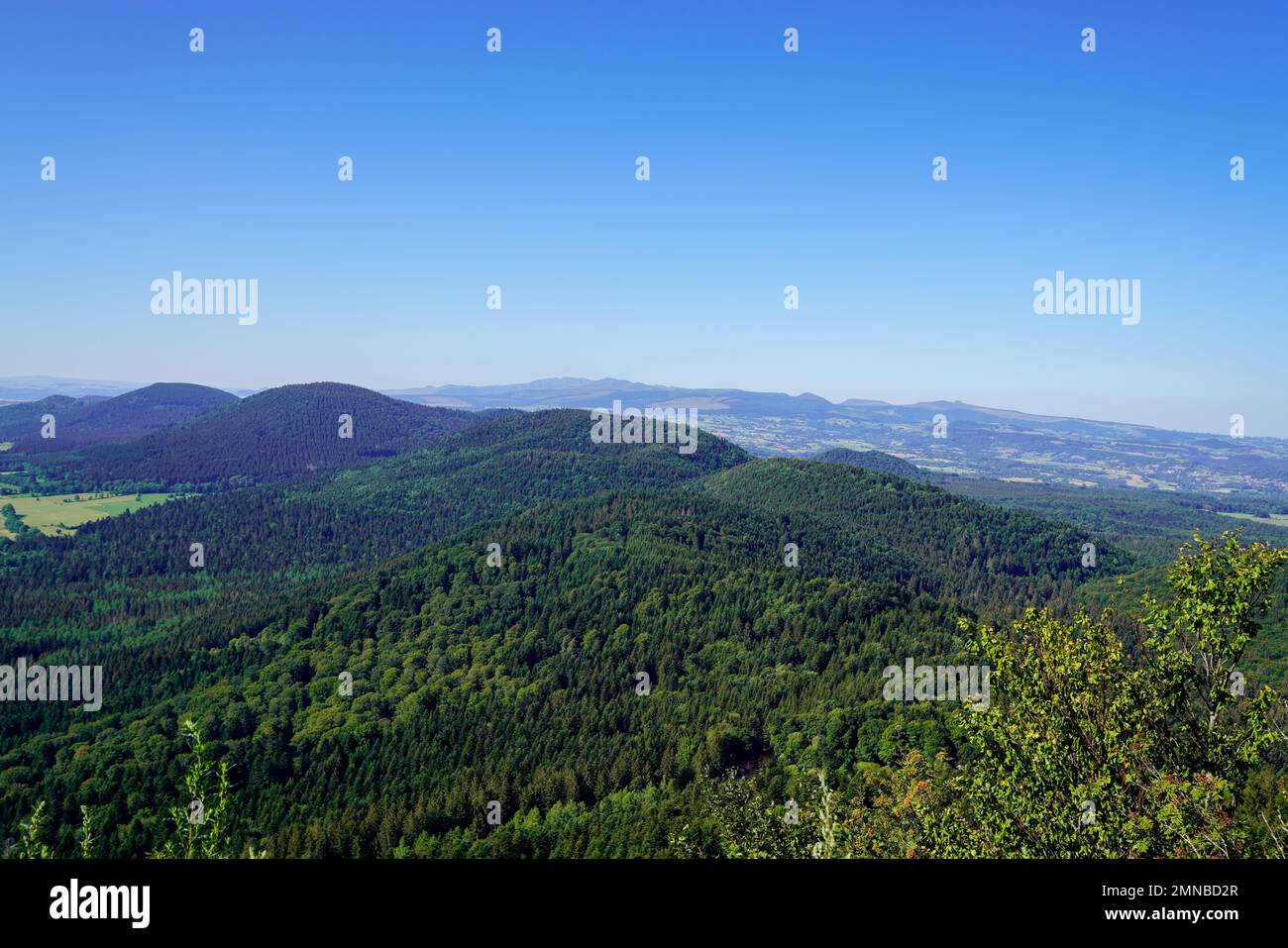 landscape panorama of french puy de dome mountain volcano in center of ...