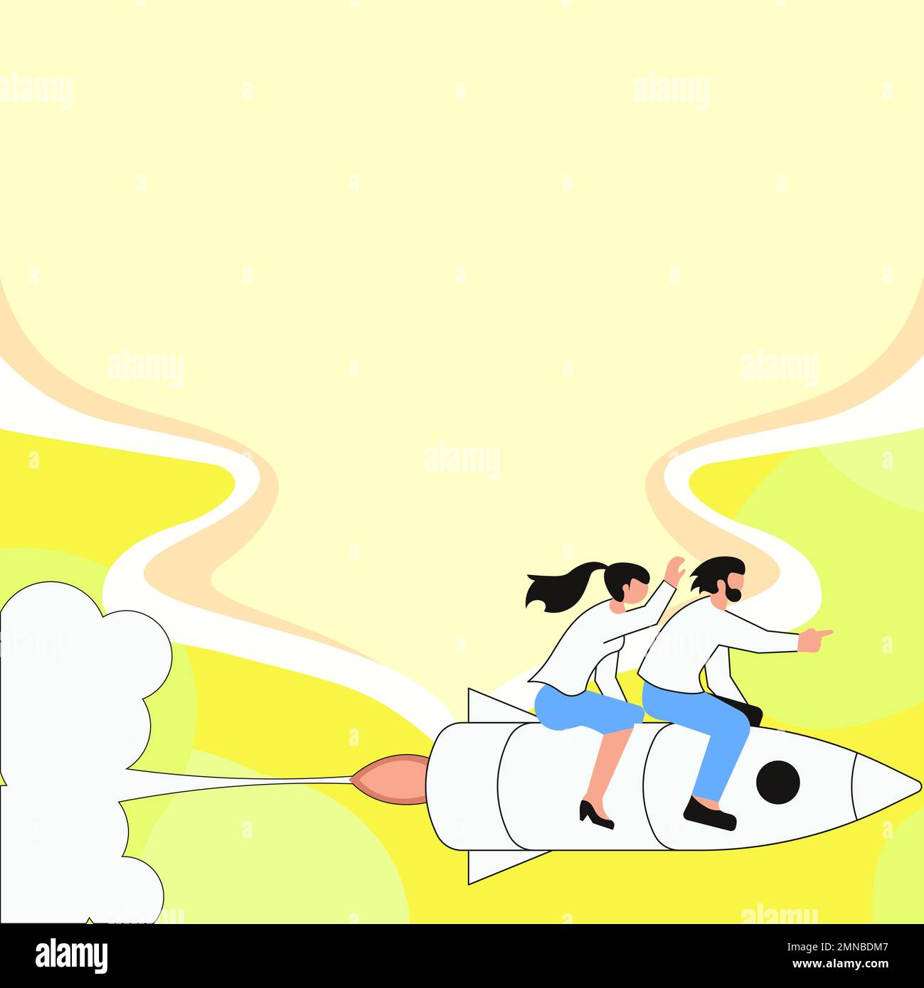 People on Rocket Ship Launching Fast Straight Up. Spaceship Drawing ...