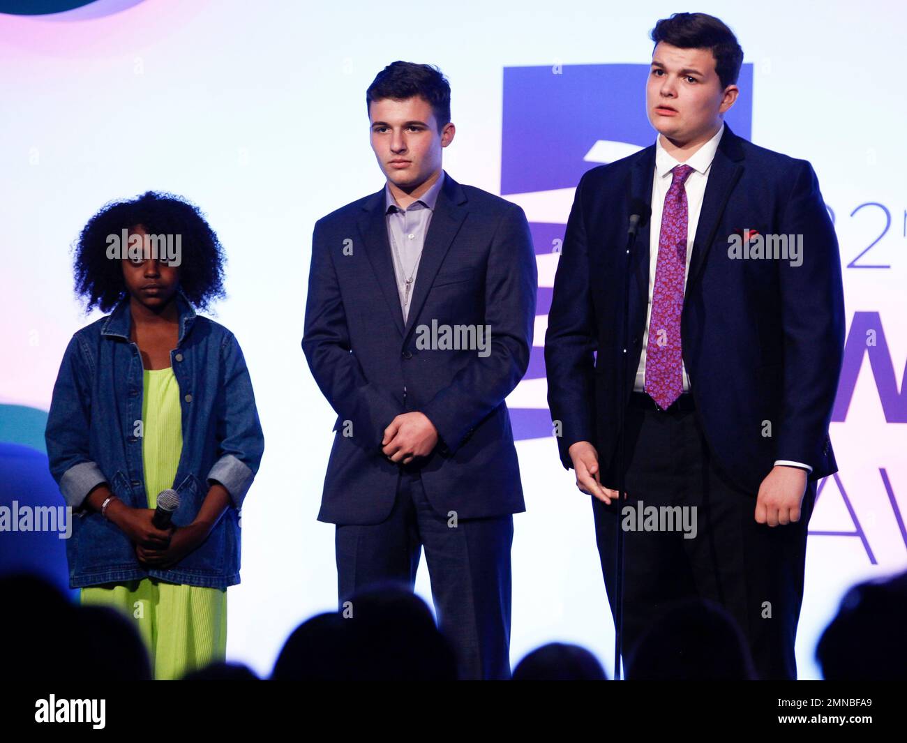 Naomi Wadler, from left, Adam Alhanti and John Barnitt attend the 22nd ...