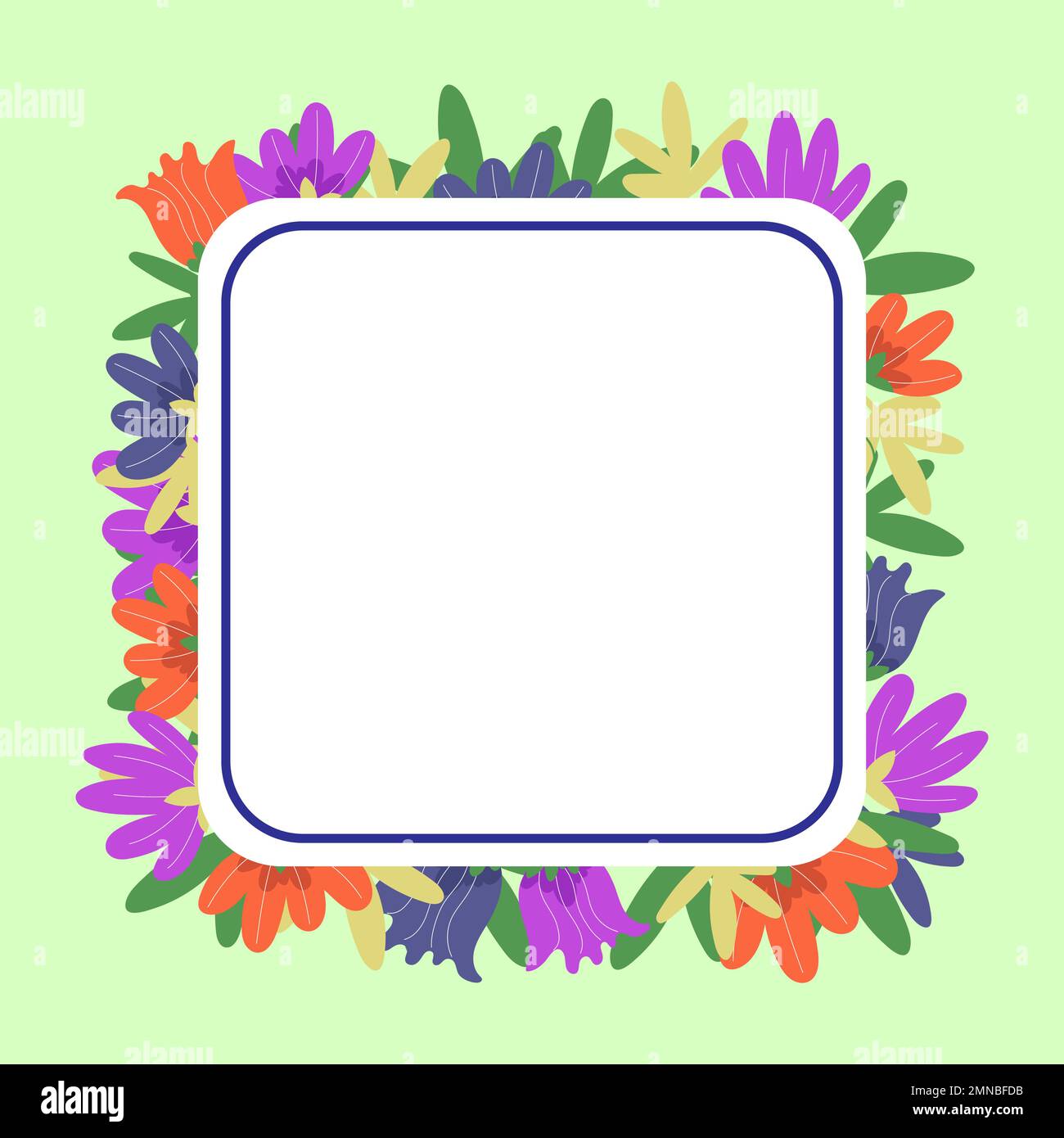 Green Colored Square Shape Text Frame Surrounded With Assorted Flowers ...