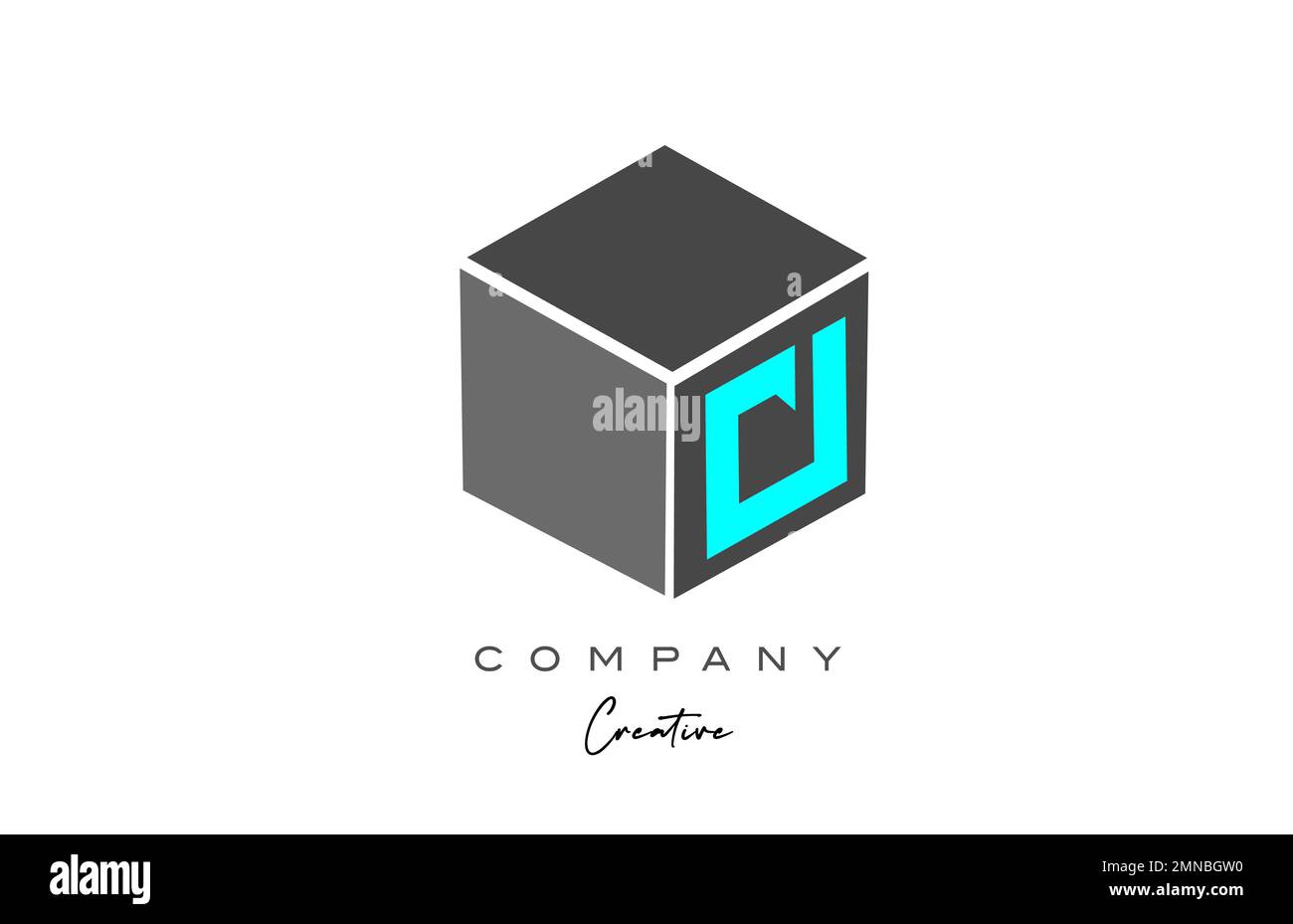 D grey cube letter alphabet letter logo icon in blue color. Creative ...