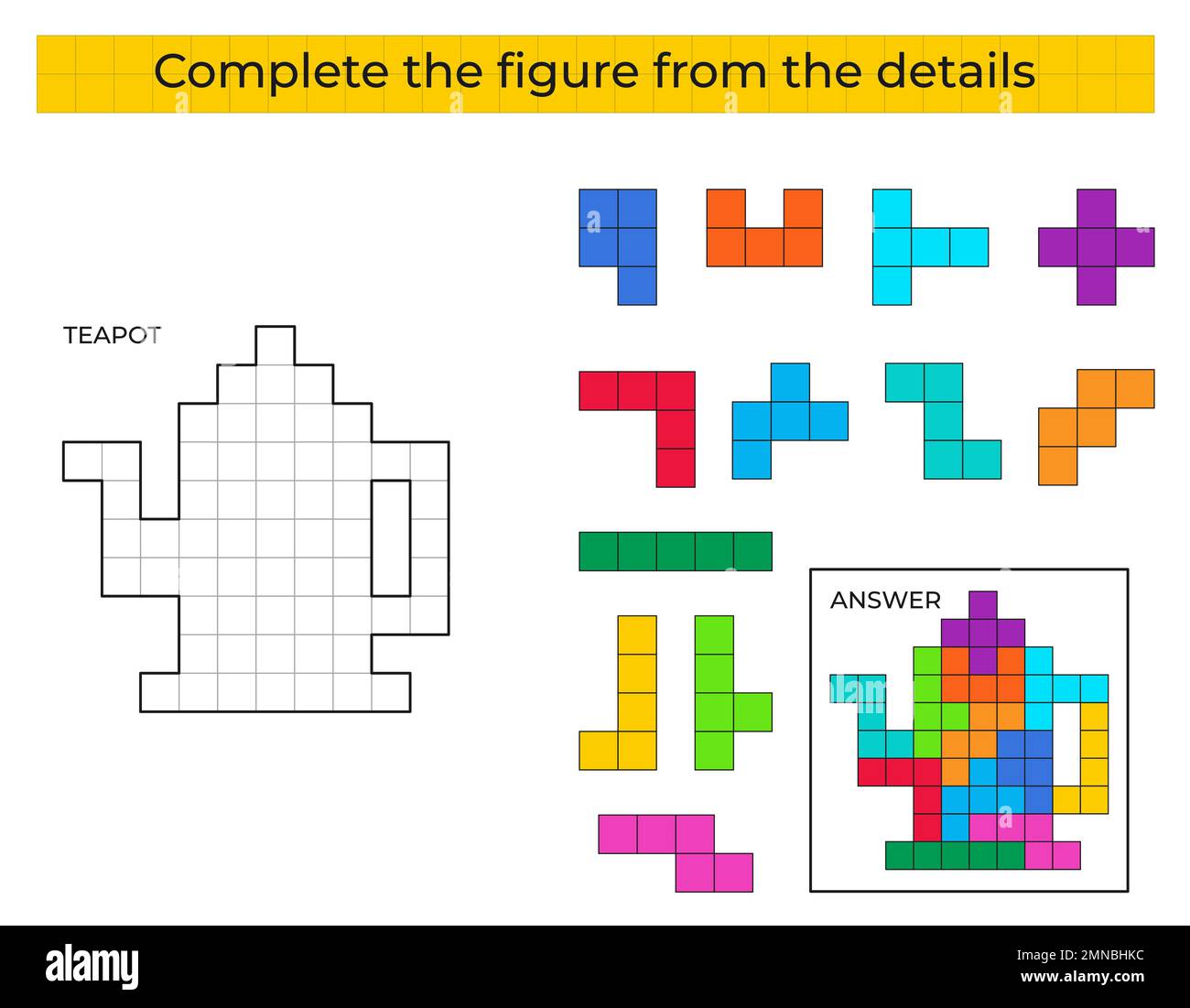 Complete the figure. Puzzle game with Teapot Stock Vector Image & Art ...