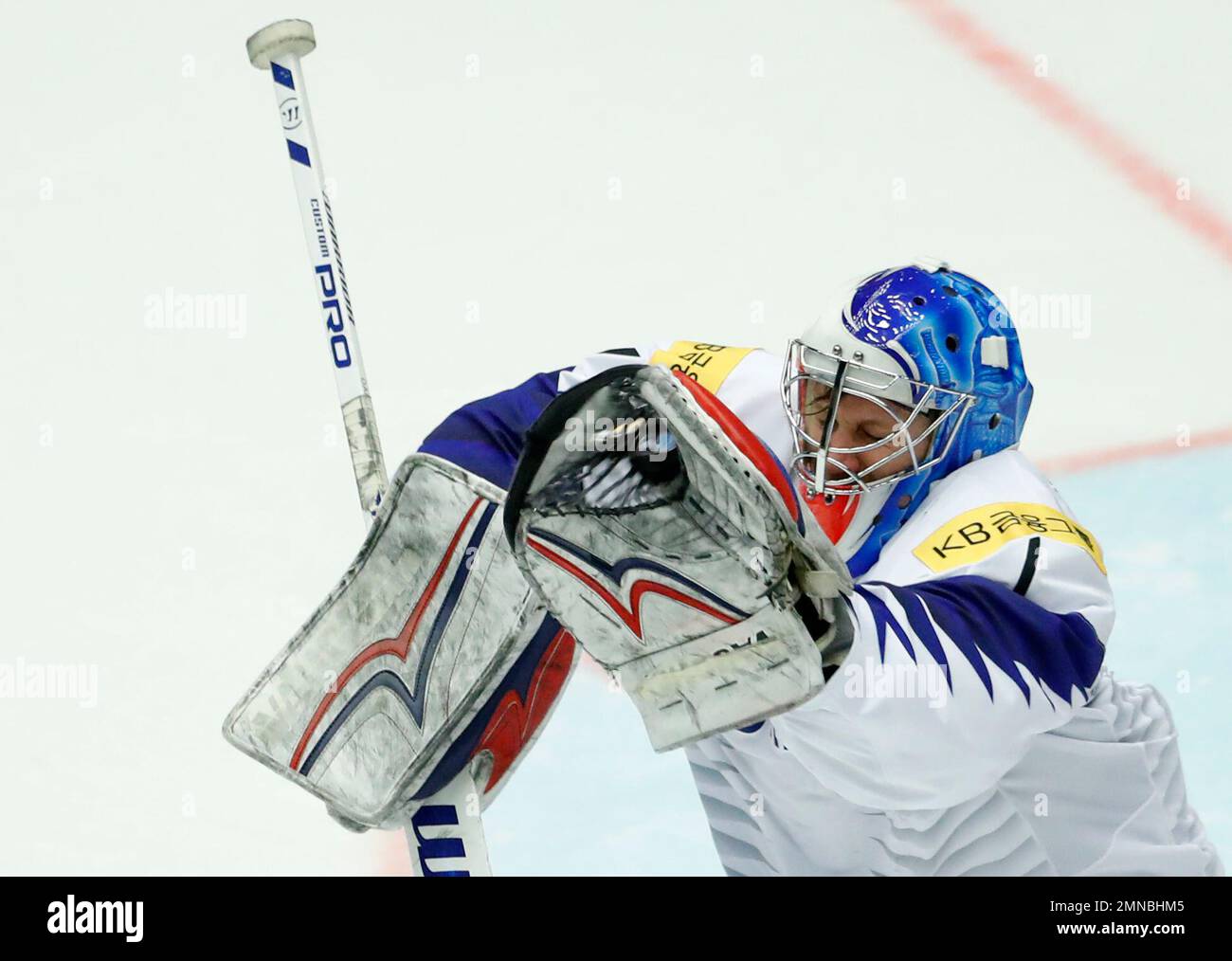 South Korea's Matt Dalton catches the puck during the Ice Hockey World ...