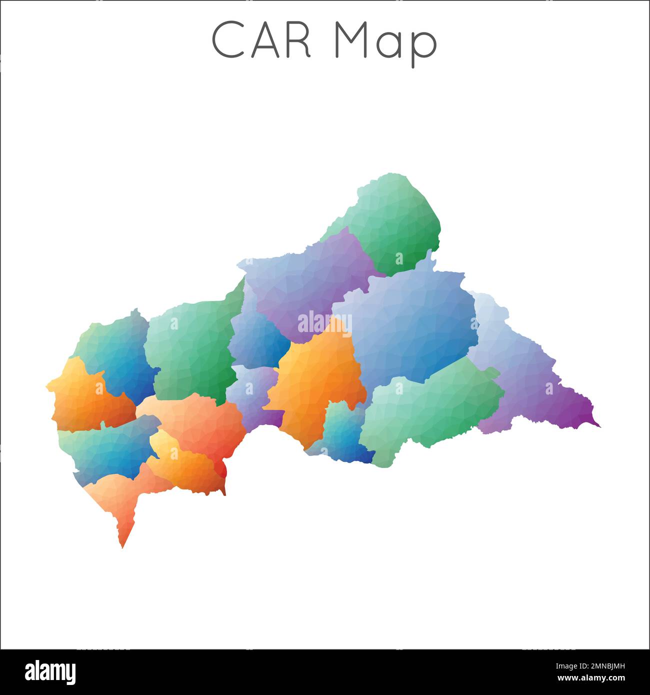 Low poly map of the Central African Republic. CAR geometric polygonal, mosaic style map Stock ...