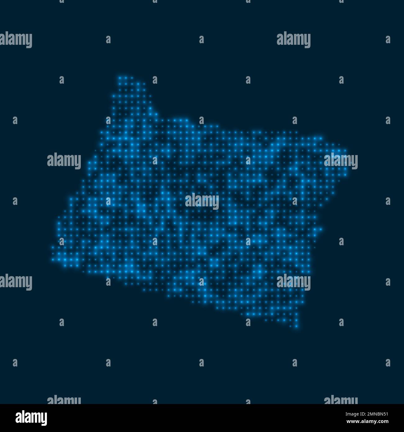 Oregon dotted glowing map. Shape of the US state with blue bright bulbs ...