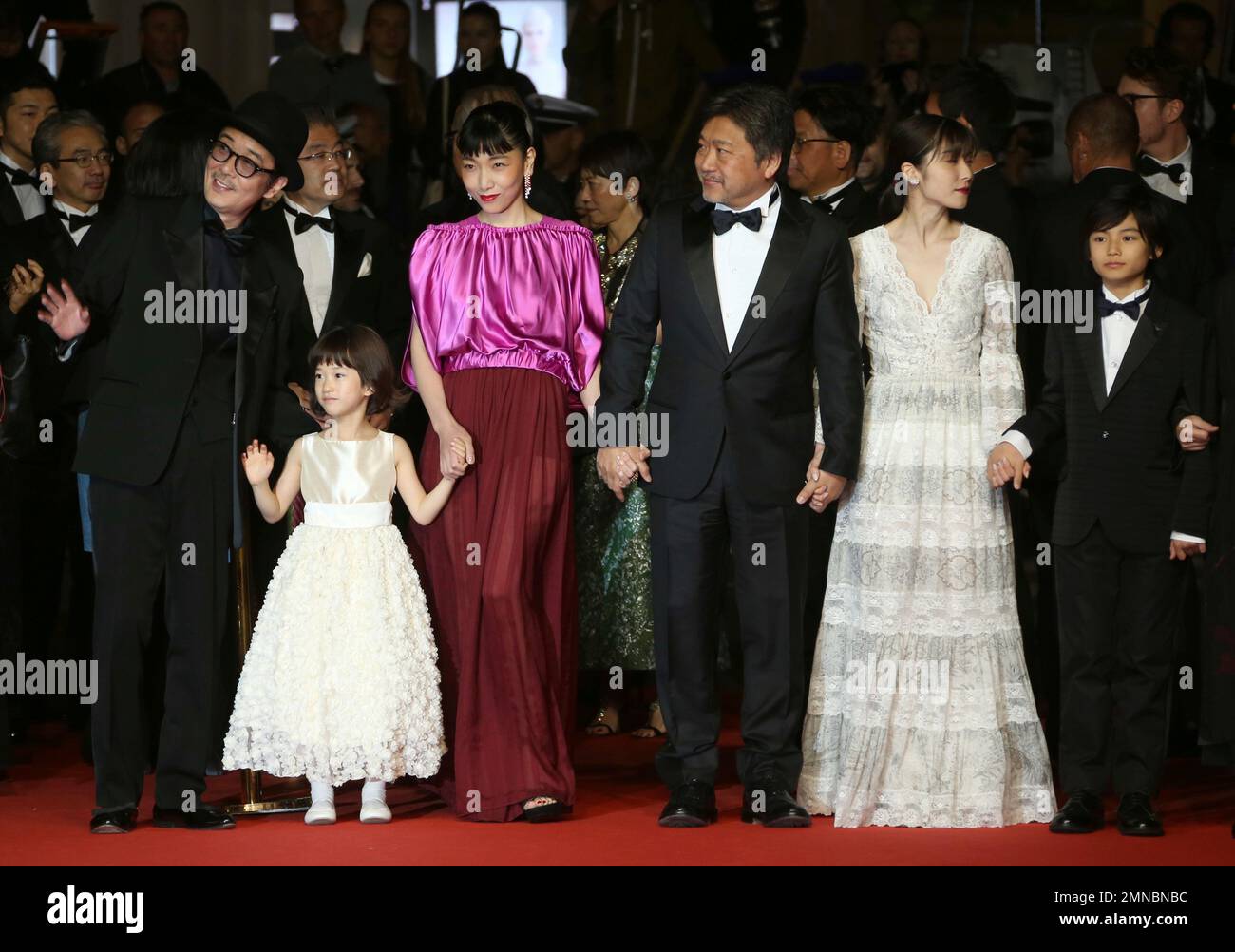 Actors Lily Franky, from left, Miyu Sasaki, Sakura Ando, director ...