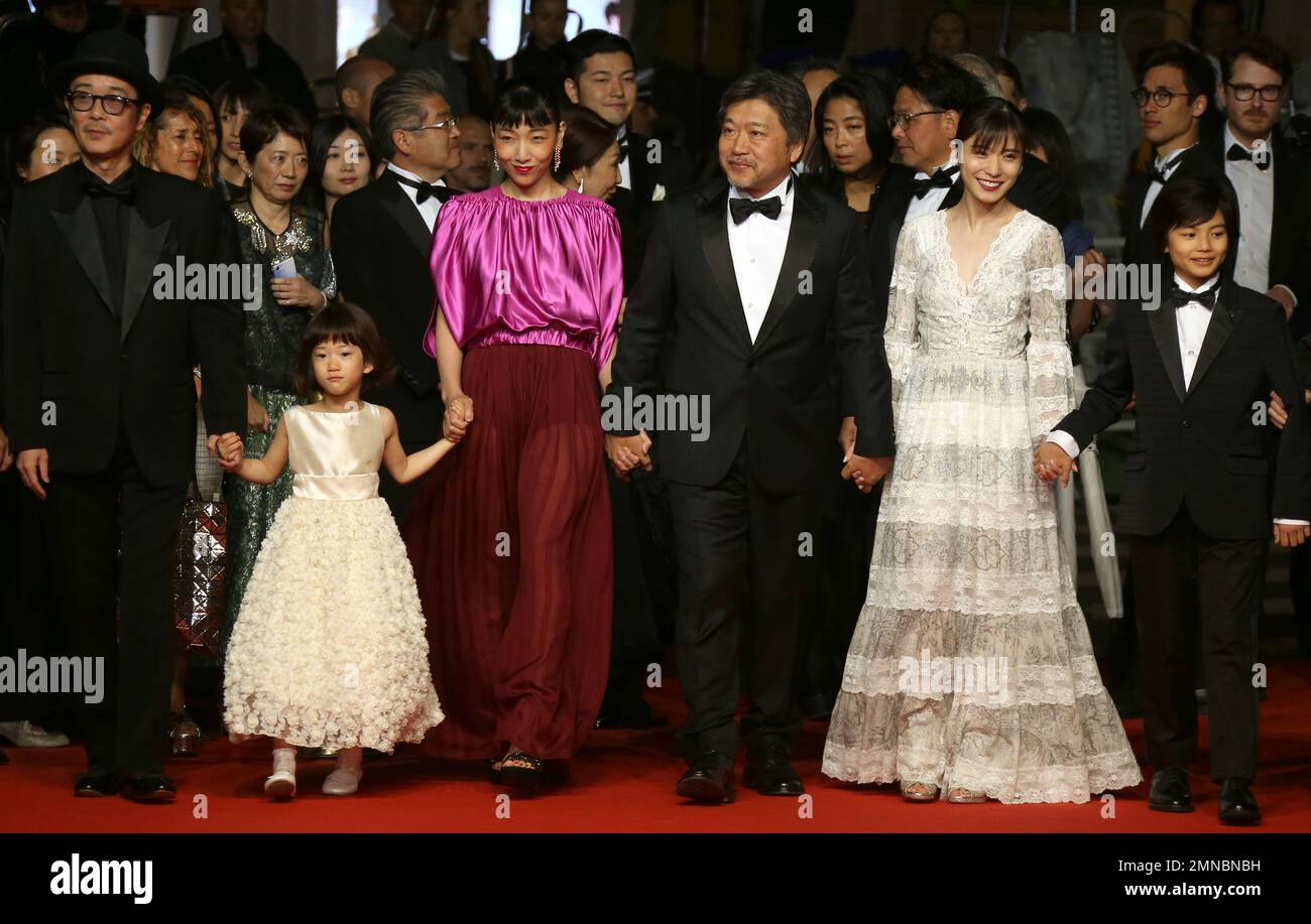 Actors Lily Franky, from left, Miyu Sasaki, Sakura Ando, director ...