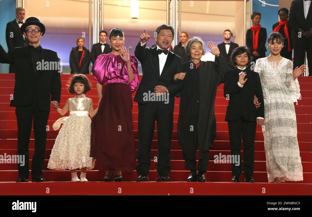 Actors Lily Franky, Miyu Sasaki, Sakura Ando, director Hirokazu Koreeda ...