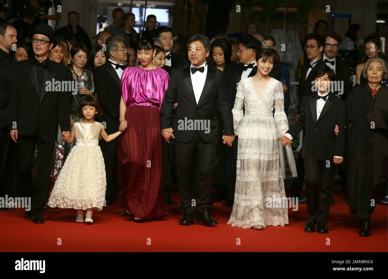 Actors Lily Franky, from left, Miyu Sasaki, Sakura Ando, director ...