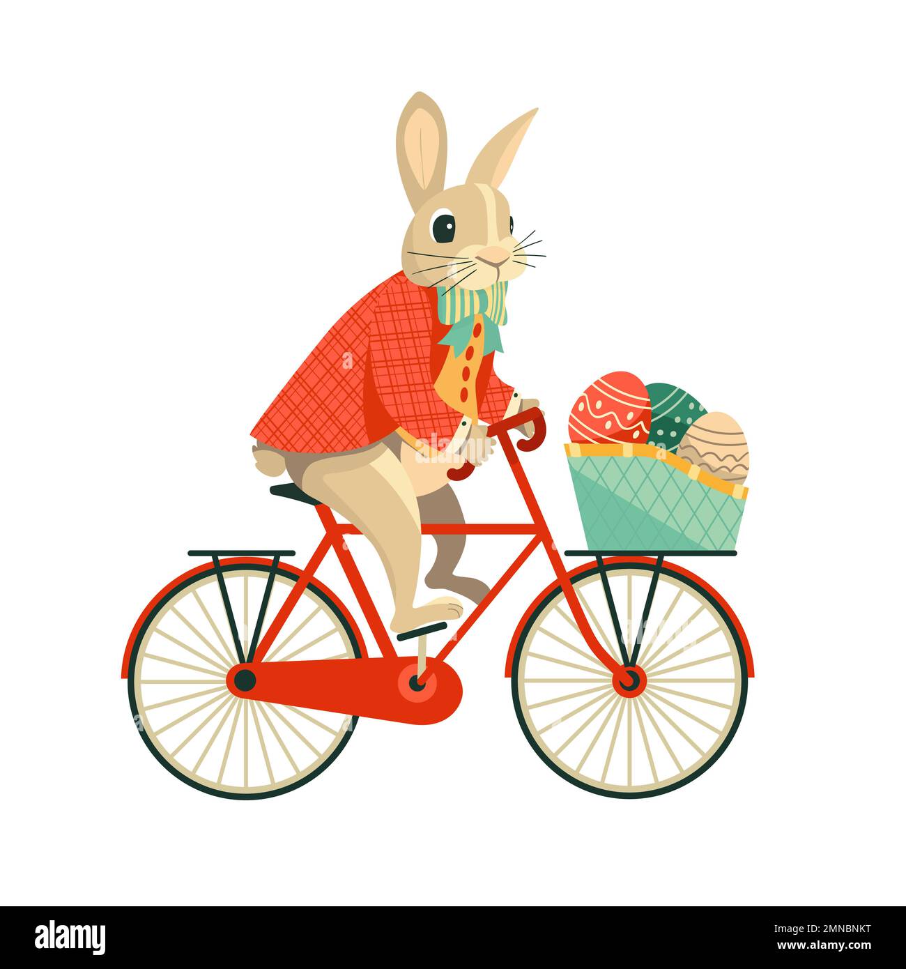 Funny Rabbit Bunny ride Bicycle with Easter Eggs Stock Vector Image ...