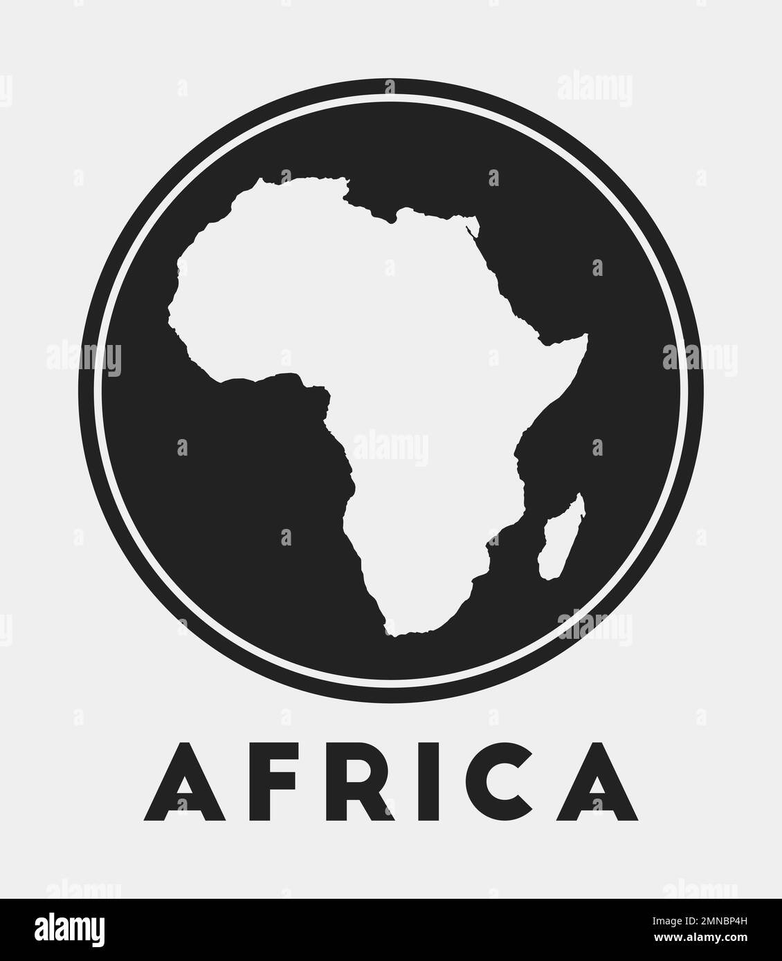 Africa icon. Round logo with continent map and title. Stylish Africa badge with map. Vector ...