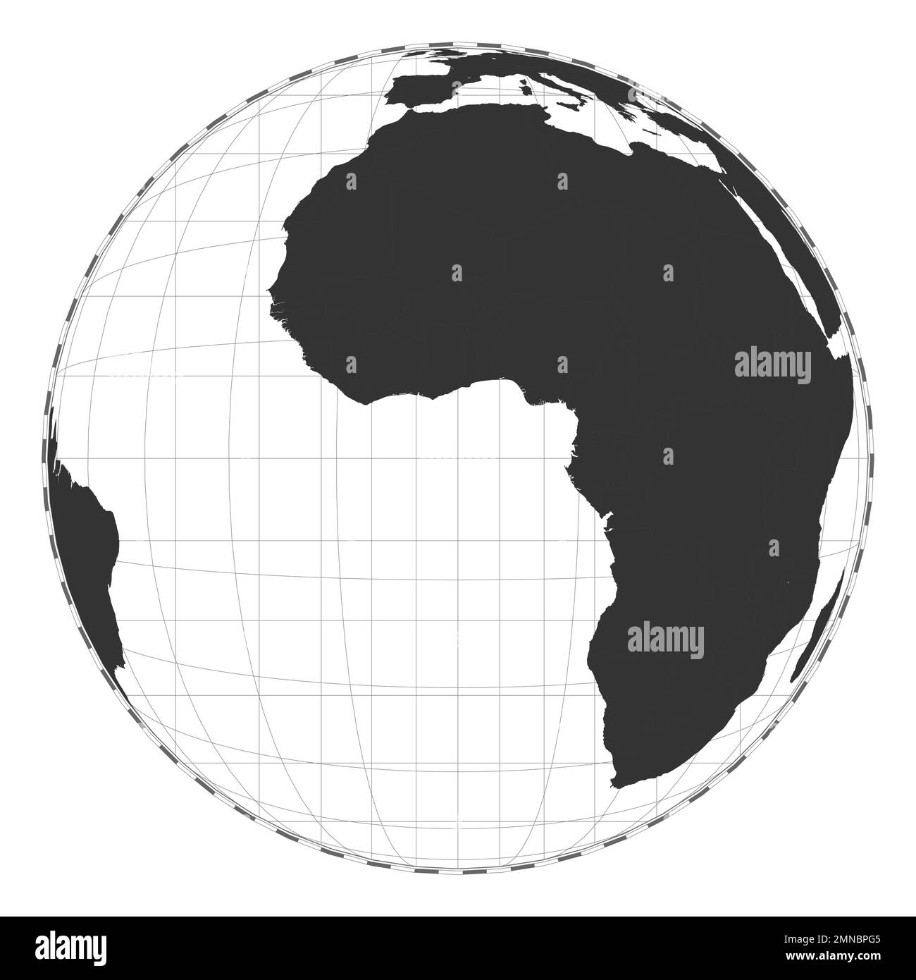 Vector world map. Satellite (tilted perspective) projection. Plain ...