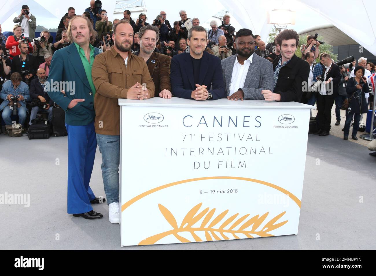 Actors Philippe Katerine, from left, Alban Ivanov, Mathieu Amalric, Guillaume Canet ...