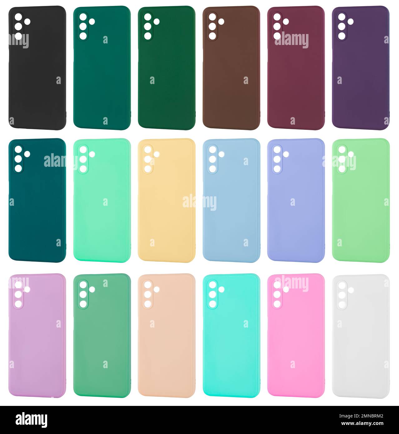 silicone cases for the phone, on a white background collage Stock Photo ...