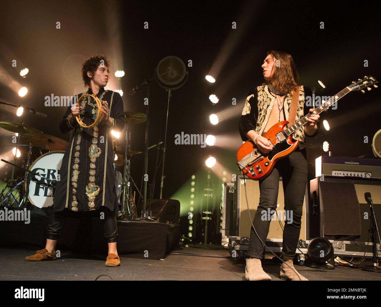 Josh Kiszka, left, and Jake Kiszka of the band Greta Van Fleet perform ...