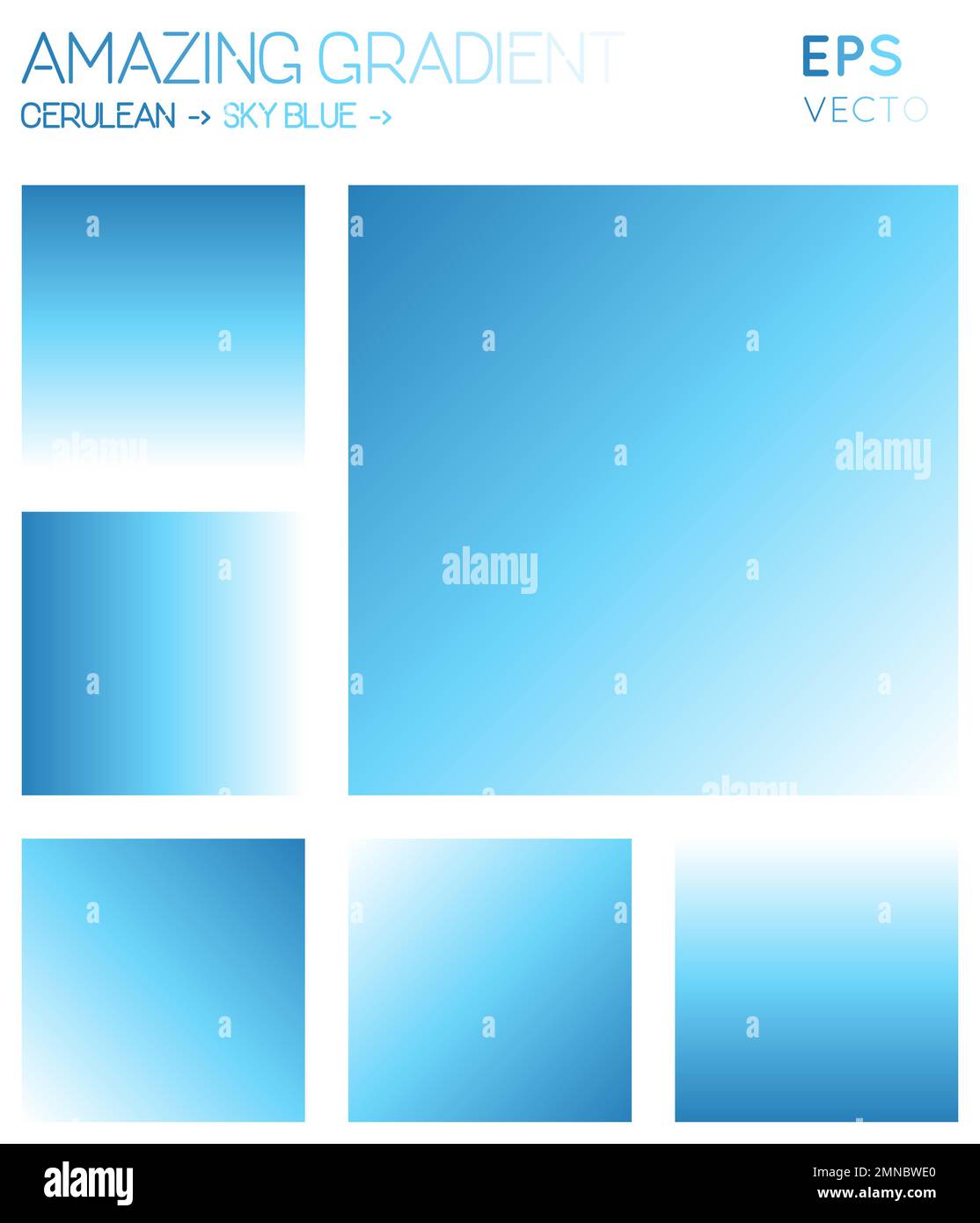Colorful gradients in cerulean, sky blue, and white color tones ...