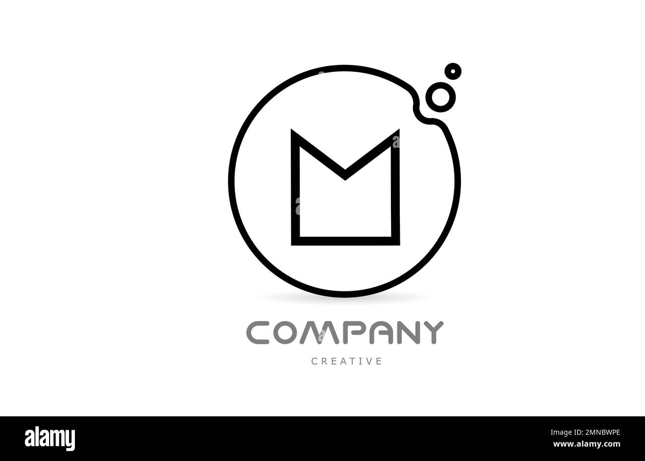 geometric letter M alphabet logo icon with circle and bubbles. Creative ...