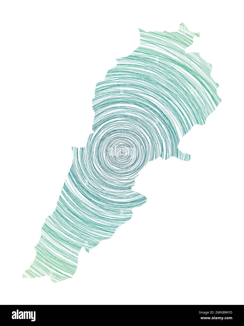 Lebanon map filled with concentric circles. Sketch style circles in the ...