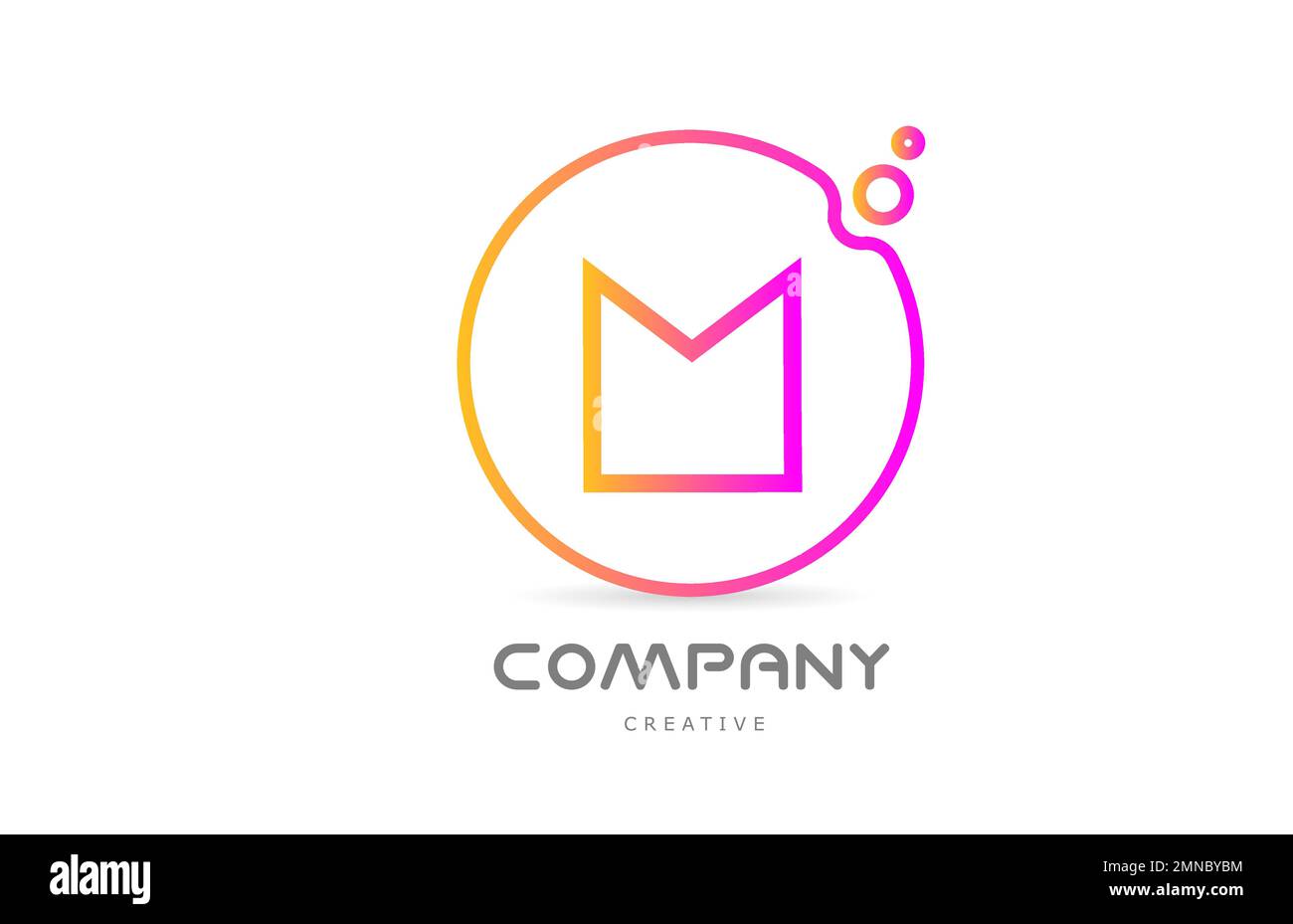 geometric M letter alphabet logo icon with circle and bubbles. Creative ...