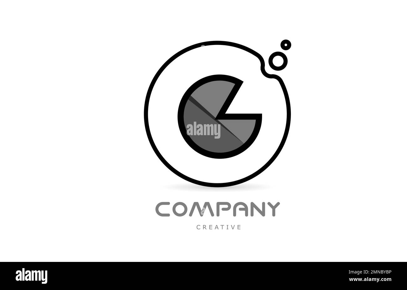G black and white geometric alphabet letter logo icon with circle ...