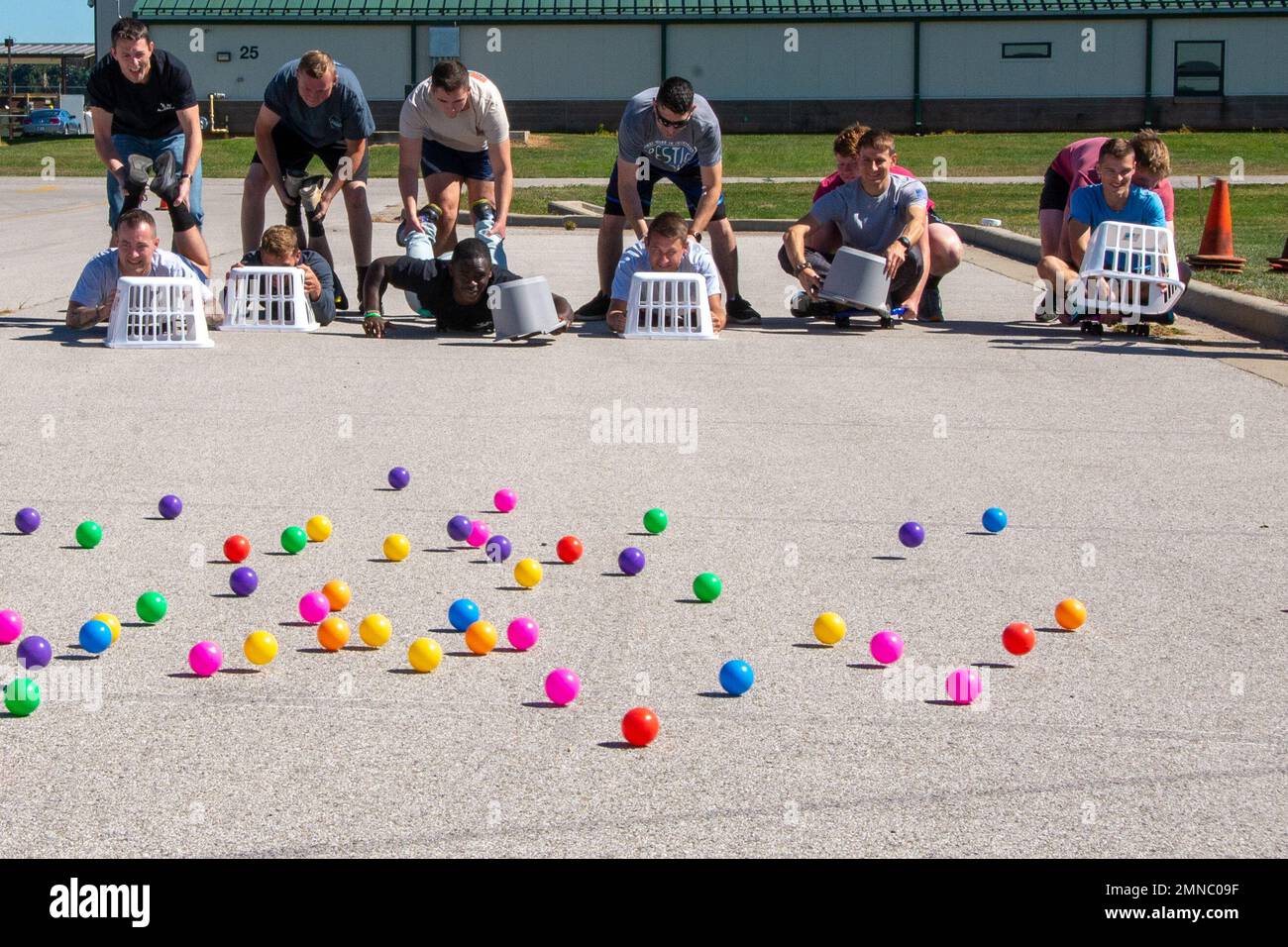 Members of the 181st Intelligence Wing participate in a field day event ...