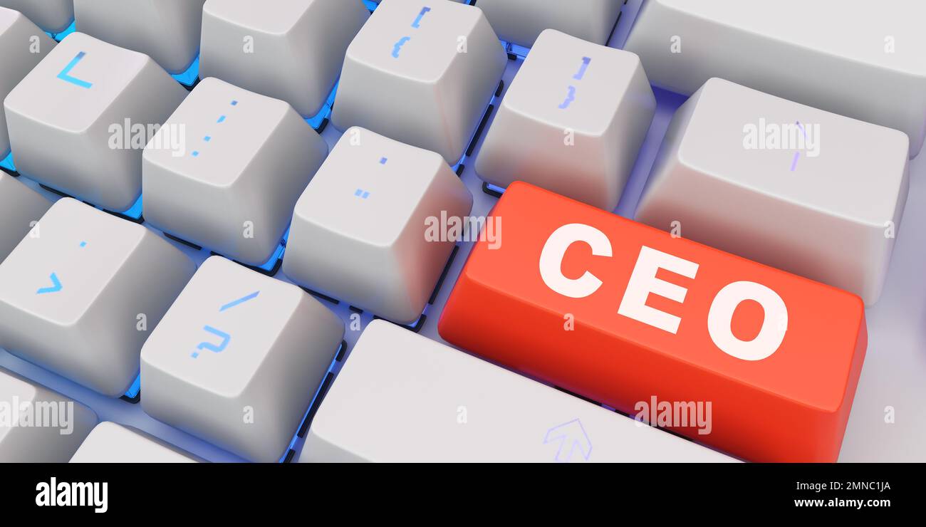 white Keyboard with CEO button 3d render image Stock Photo - Alamy