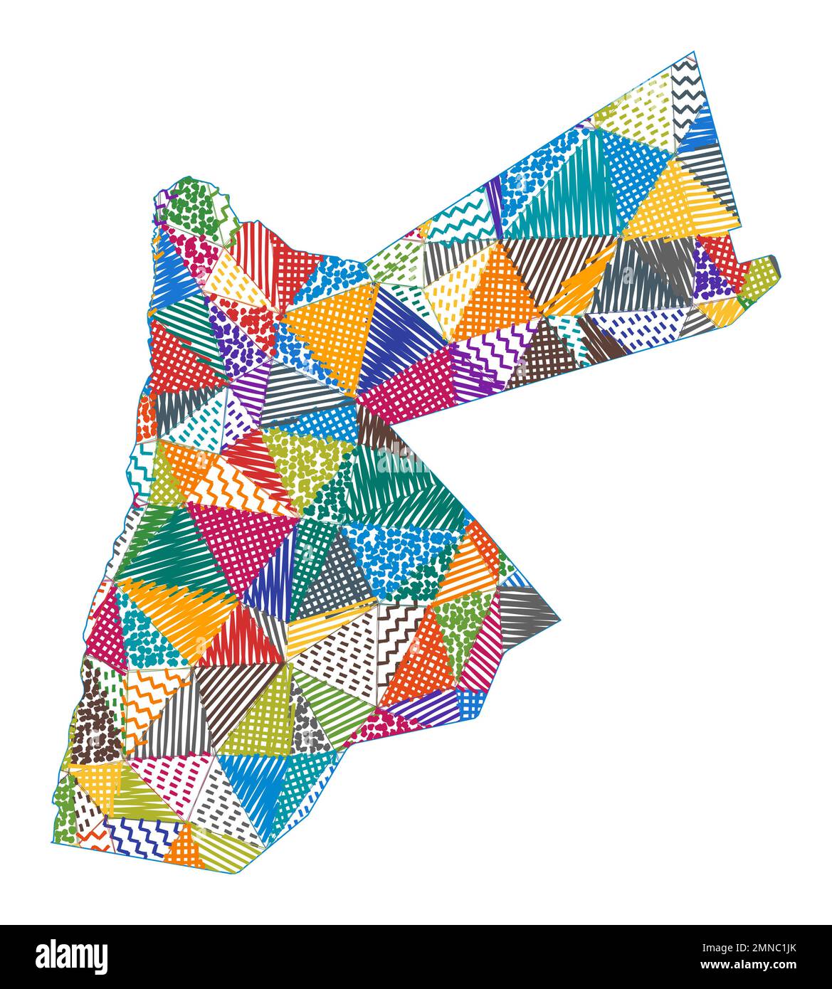 Kid style map of Jordan. Hand drawn polygons in the shape of Jordan ...