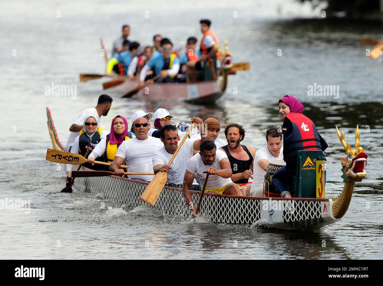 Members of Mohammed Ali Rowing compete in the quarter final of dragon ...