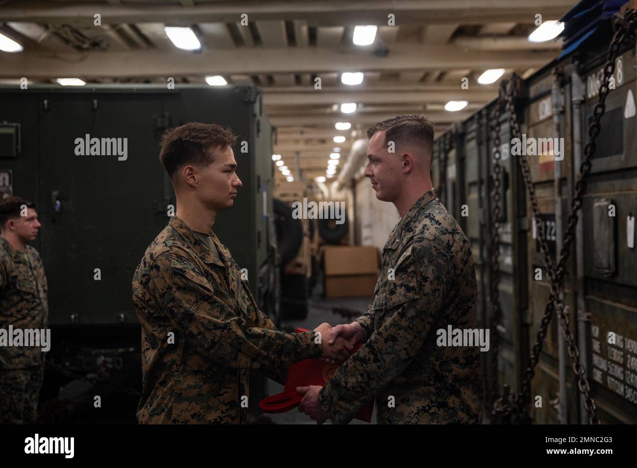 U.S. Marine Corps Cpl. Dylan Hoover, ammo technician assigned to Combat ...