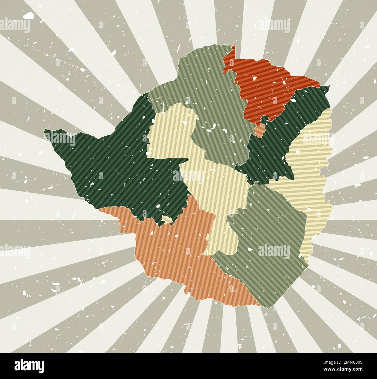 Zimbabwe vintage map. Grunge poster with map of the country in retro ...