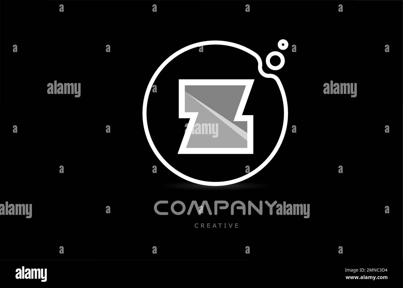 black and white Z geometric alphabet letter logo icon with circle ...