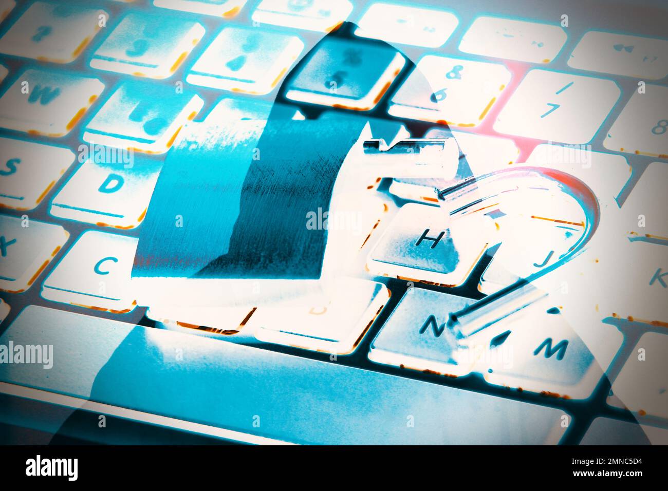 Cyber safety concept, locked on laptop computer keyboard Stock Photo ...