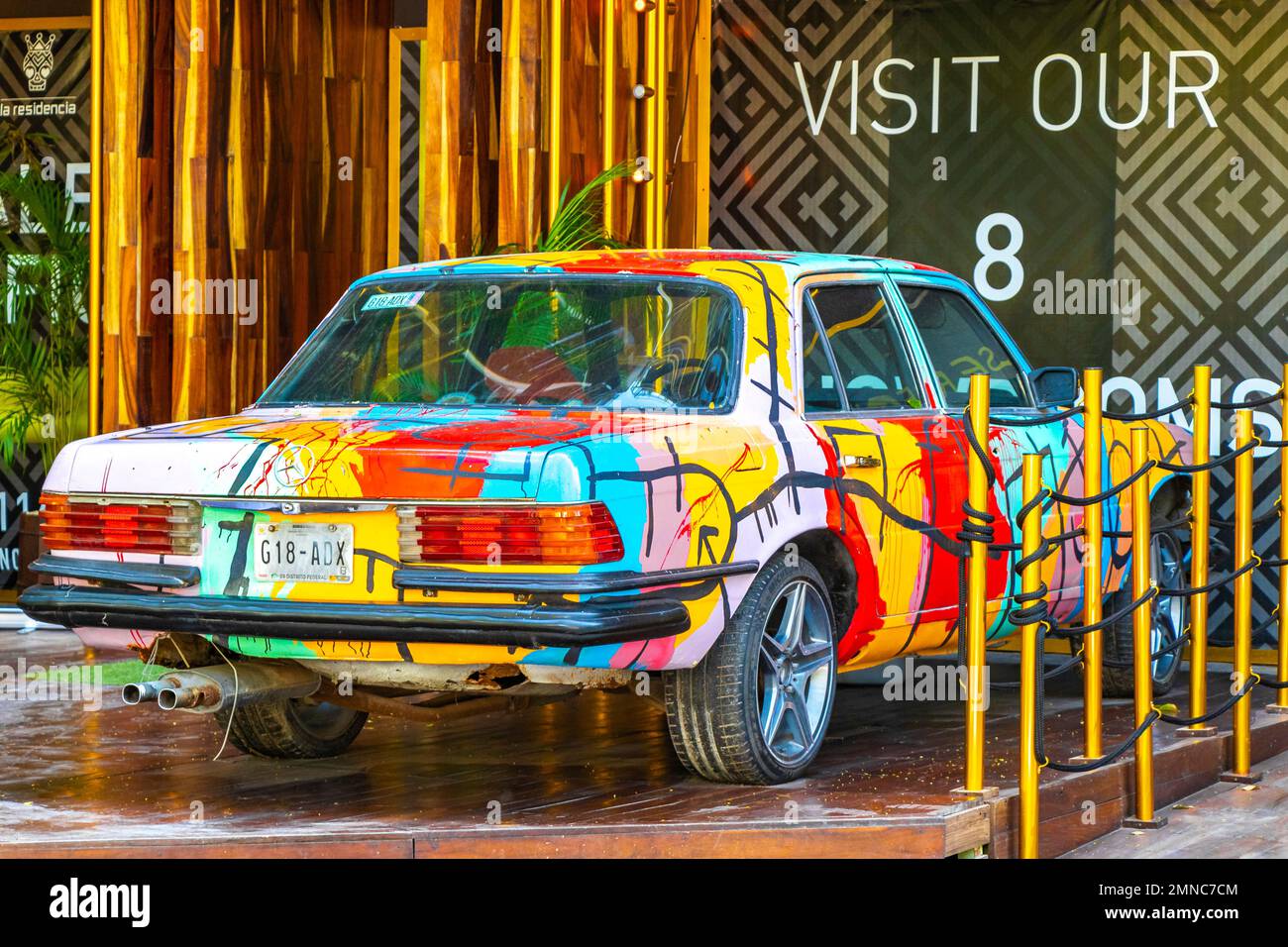 Playa del Carmen Quintana Roo Mexico 2021 Various colorful tuned cars ...