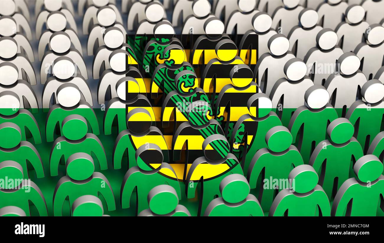 Figures and Saxony flag - people in the Free State of Saxony Stock ...