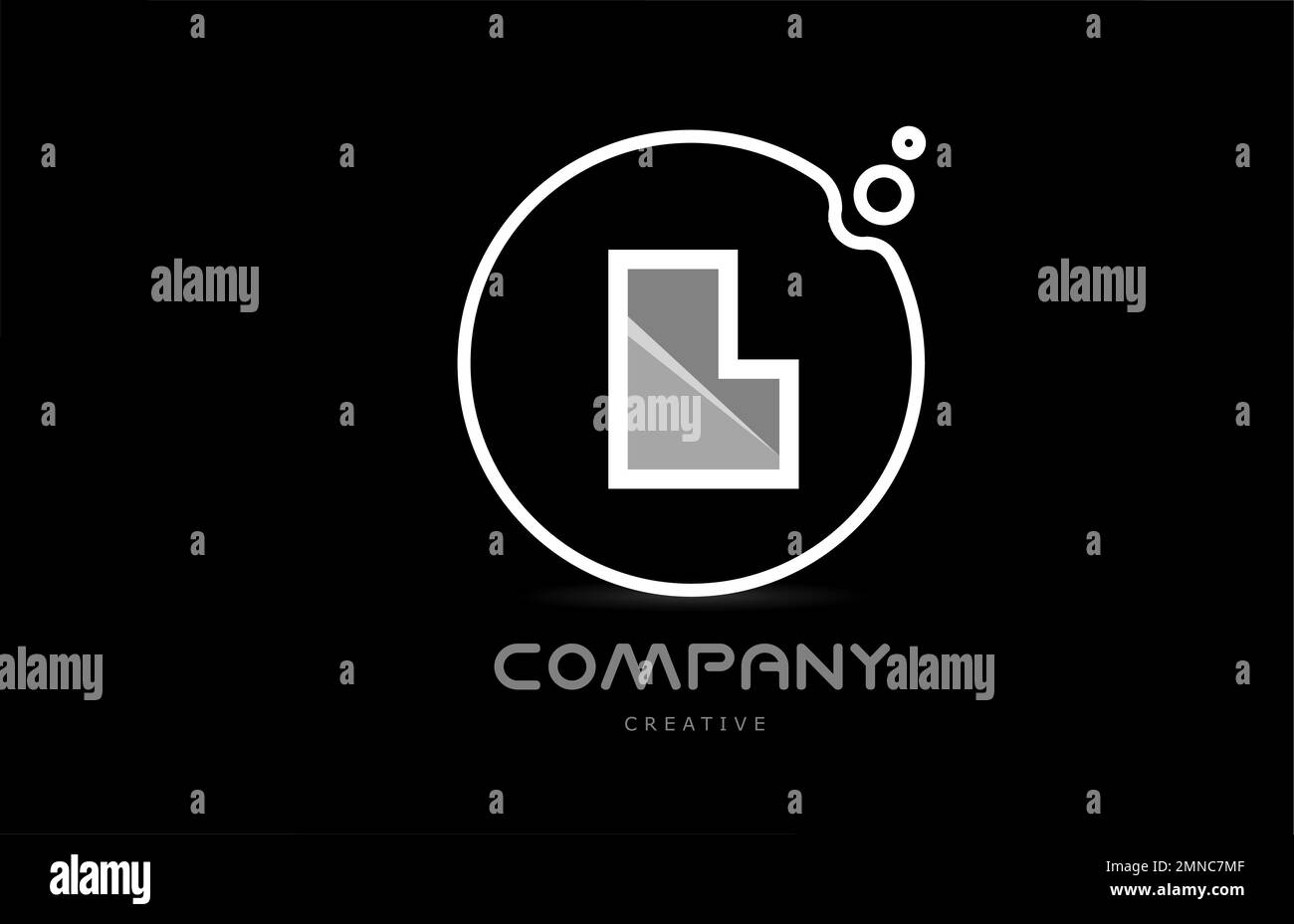 black and white L geometric alphabet letter logo icon with circle ...