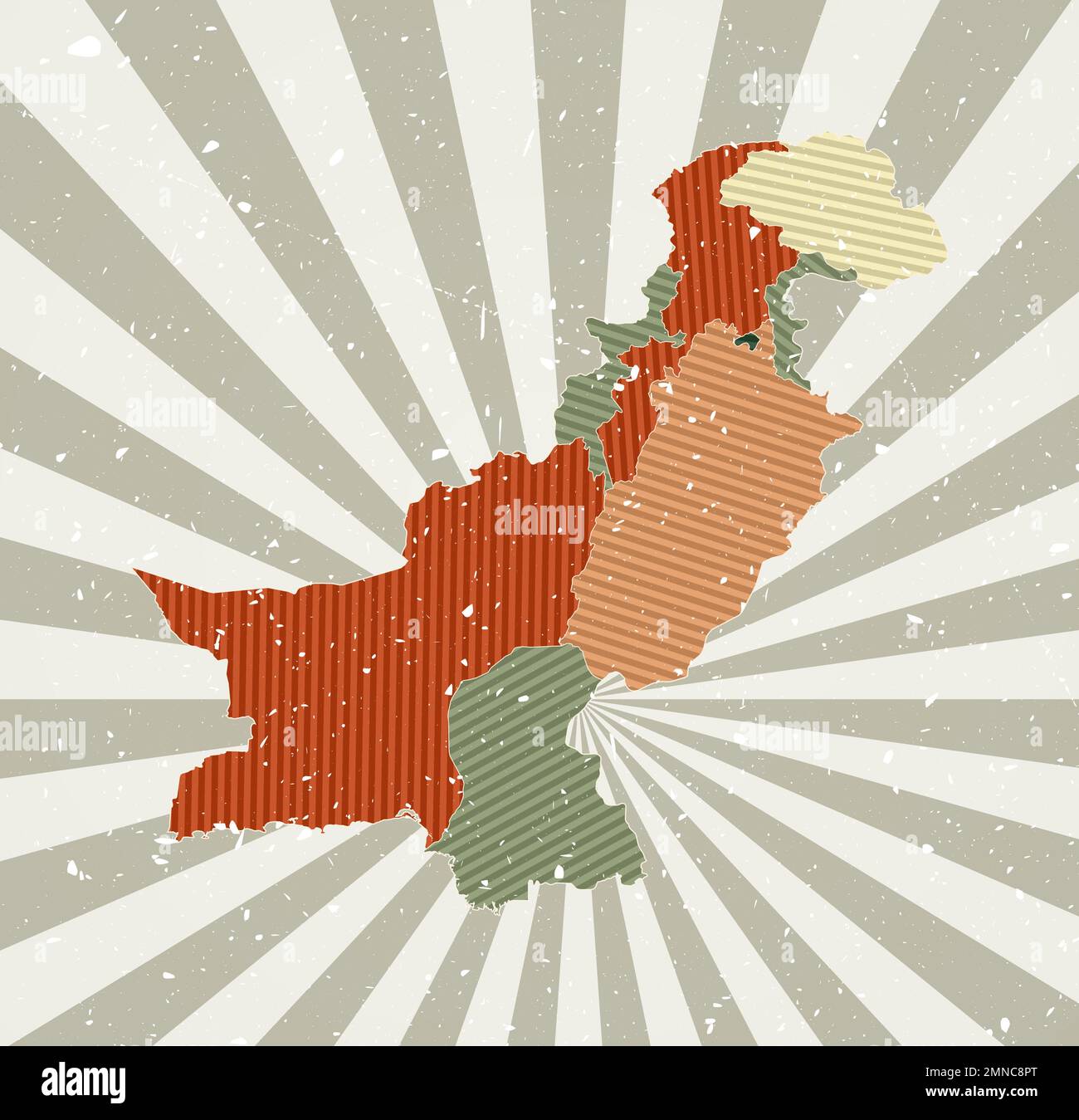 Pakistan vintage map. Grunge poster with map of the country in retro ...