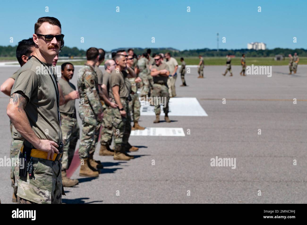 U.S. Airmen assigned to the 6th Maintenance Squadron finish picking up ...
