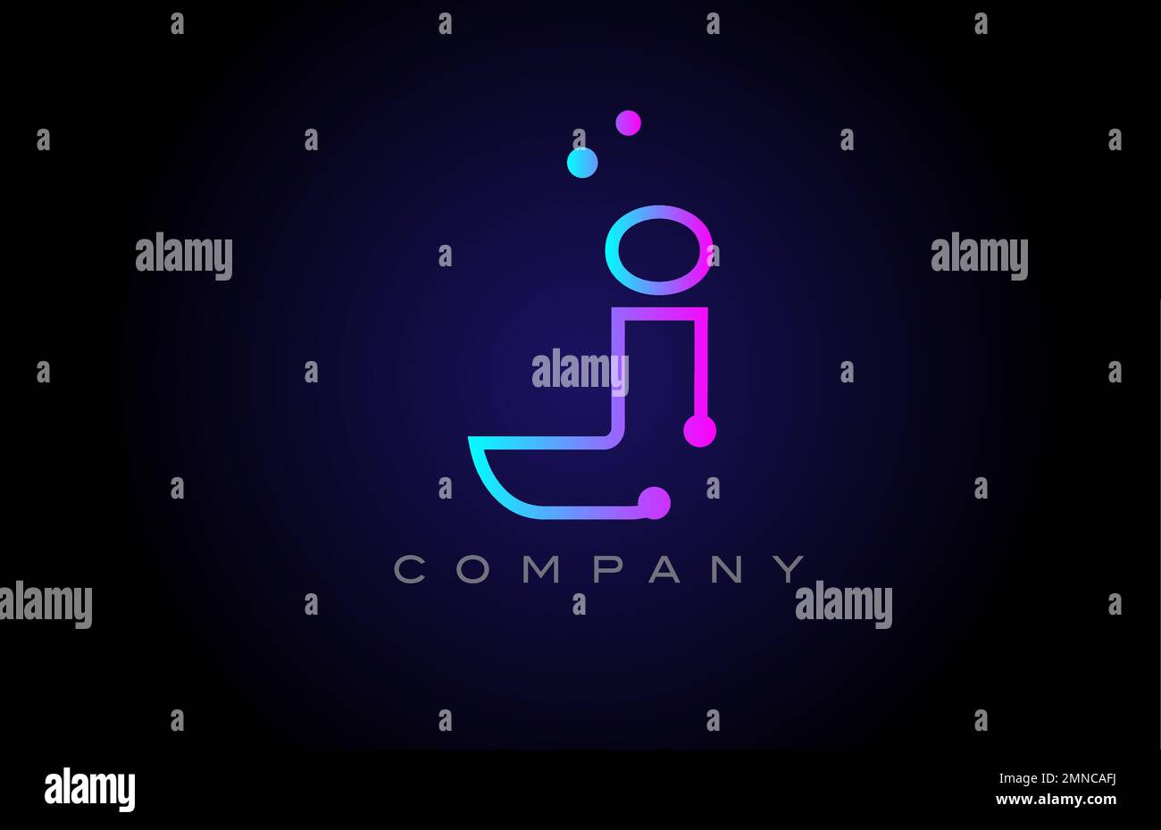 pink blue J dot line alphabet letter logo icon design. Creative ...