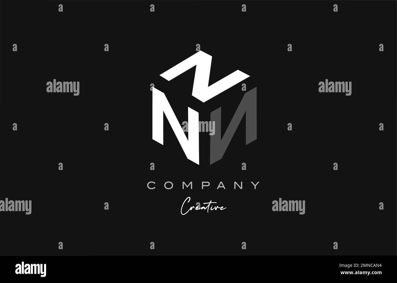 grey white N three letter alphabet letter logo icon design. Creative ...