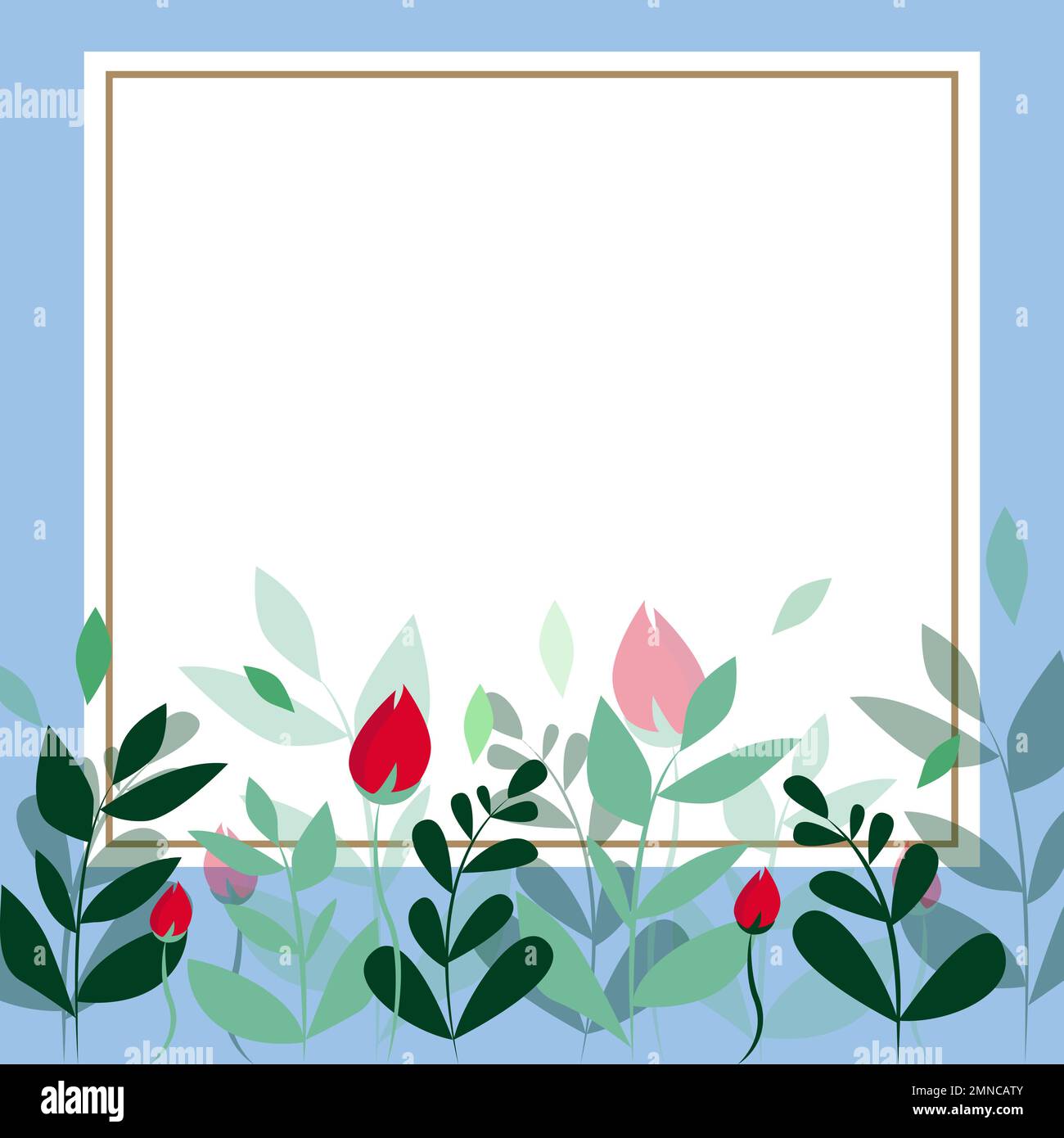 Text Frame Surrounded With Assorted Flowers Hearts And Leaves ...