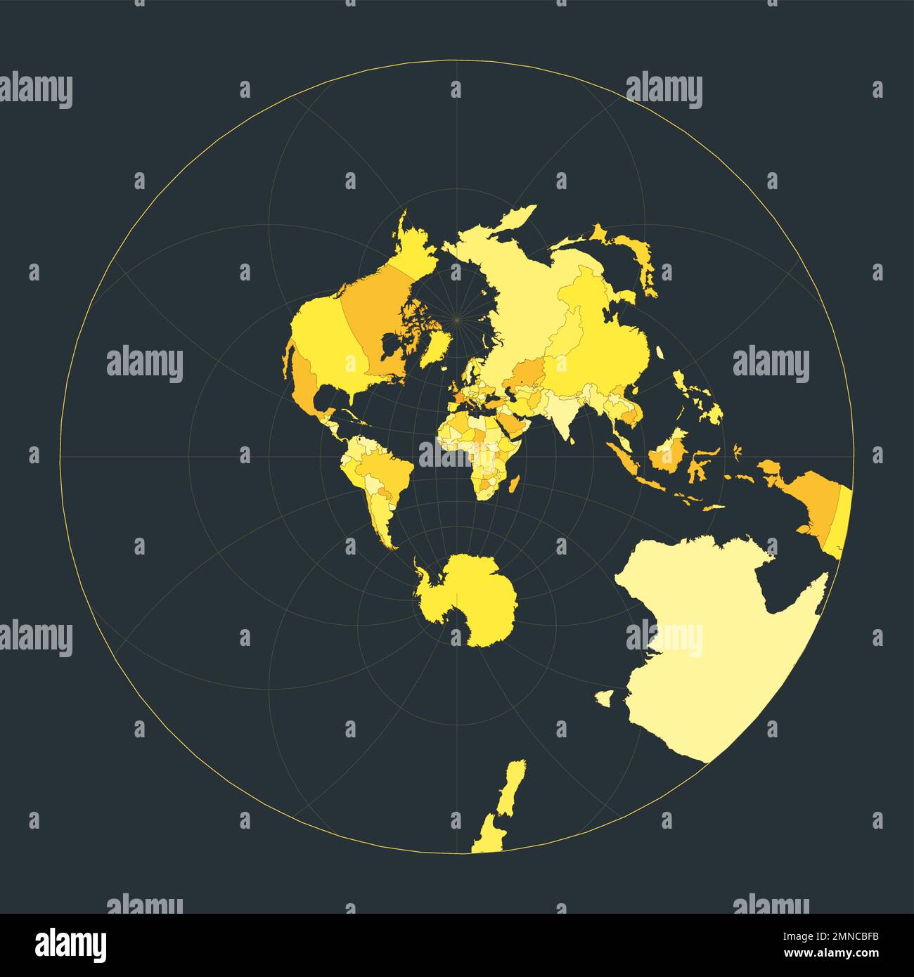 World Map. Stereographic. Futuristic world illustration for your ...
