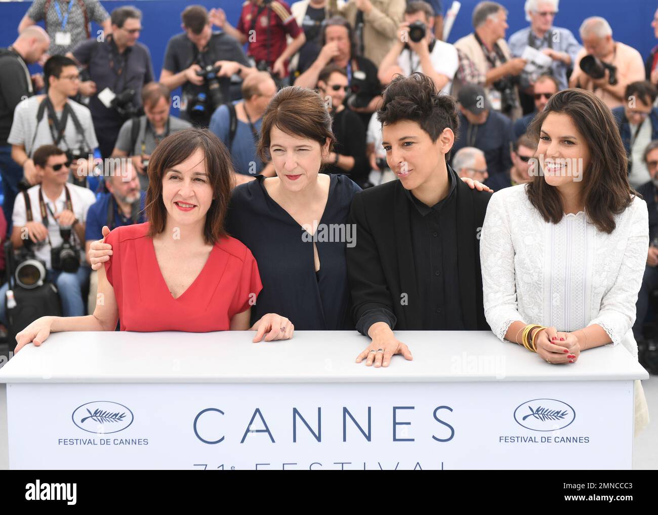 Jury members Jeanne Lapoirie, from left, Ursula Meier, Marie ...